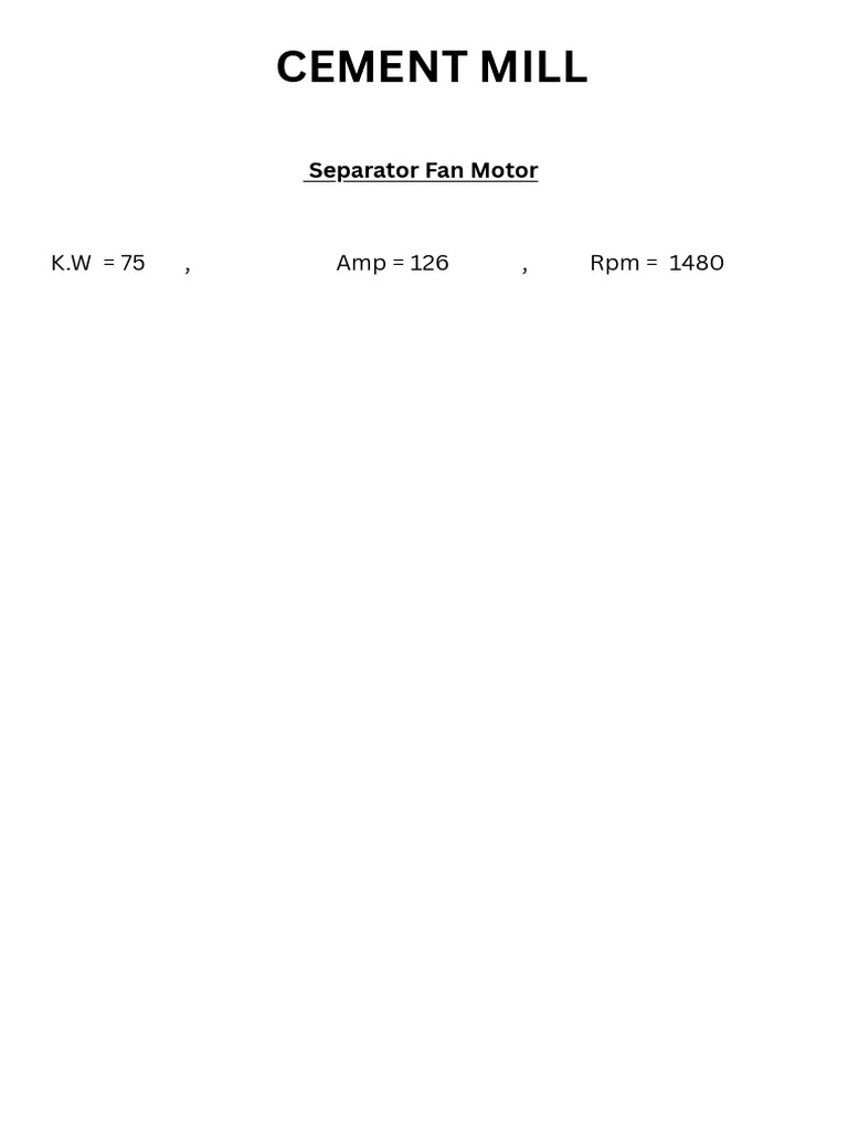 Cement Mill Separator Fan Motor | PDF