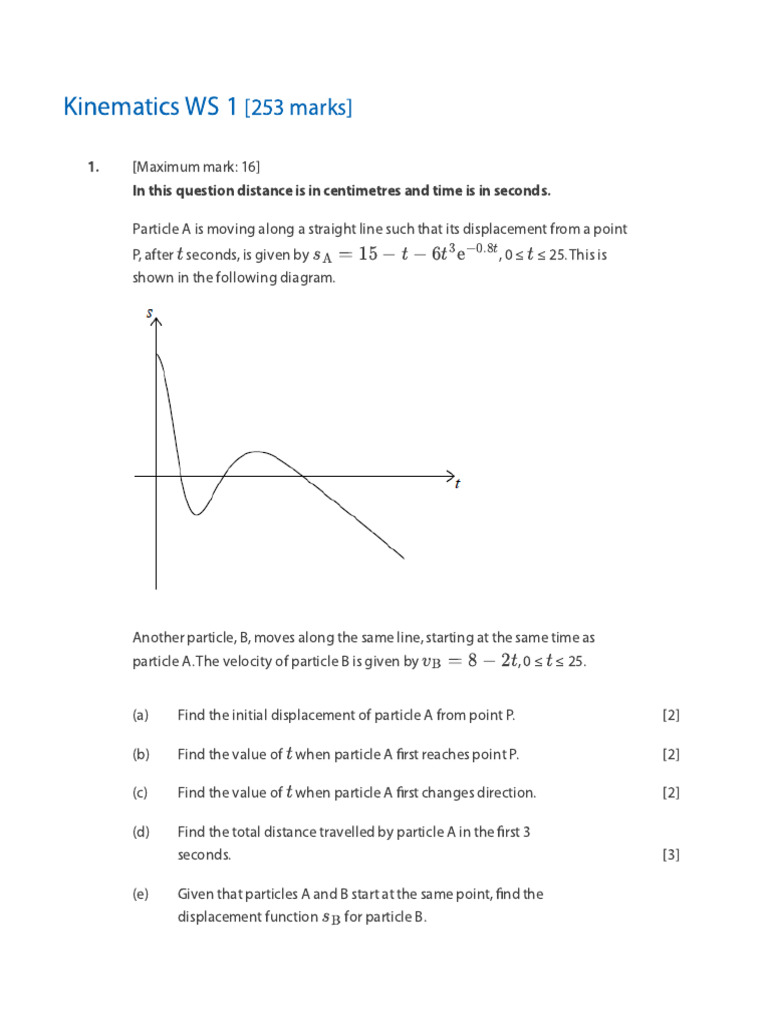 Kinematics Worksheet: Particle Motion Analysis | PDF | Velocity ...