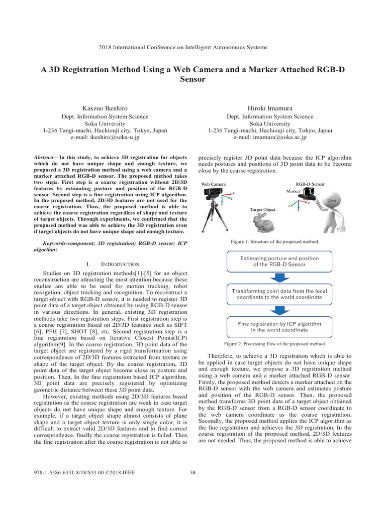 A 3D Registration Method Using A Web Camera and A Marker Attached RGB-D ...