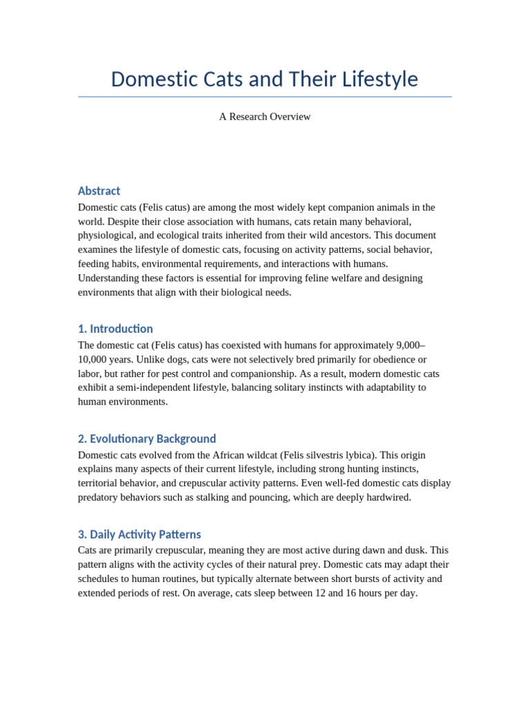 Domestic Cats and Their Lifestyle | PDF | Cats | Zoology