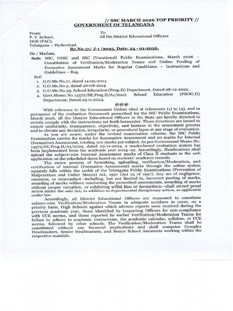 Instructions and Guidelines of Fa Marks For SSC Pe March 2026. | PDF