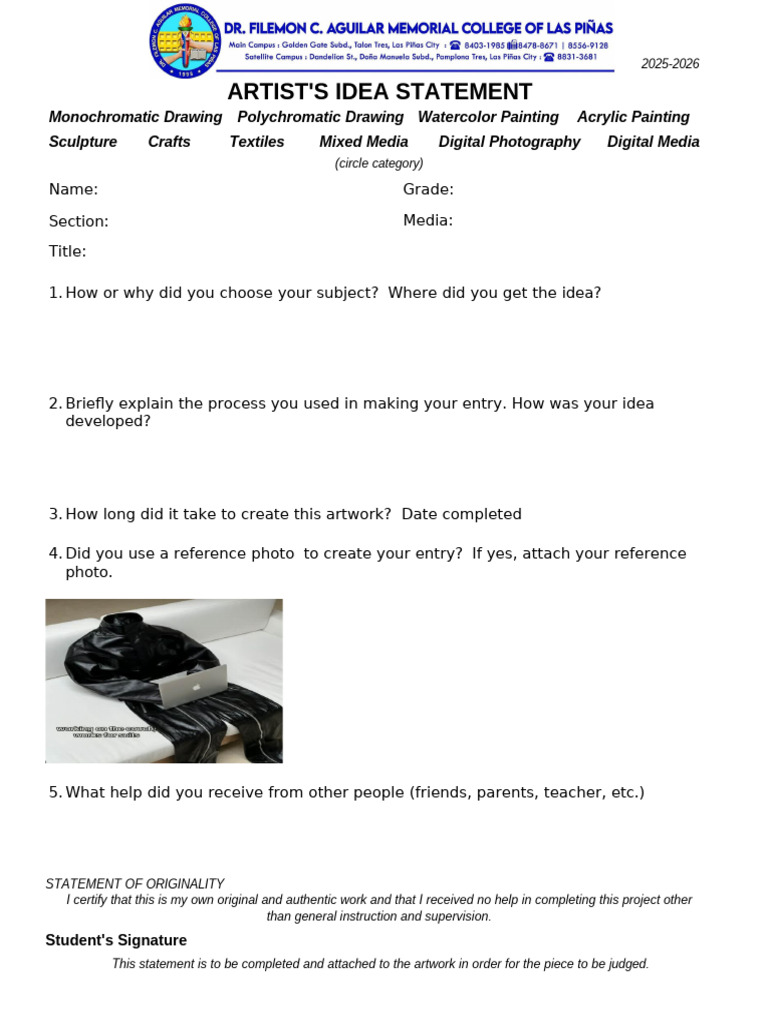 Copyart Judging Sheet | PDF | Composition (Visual Arts) | Paintings