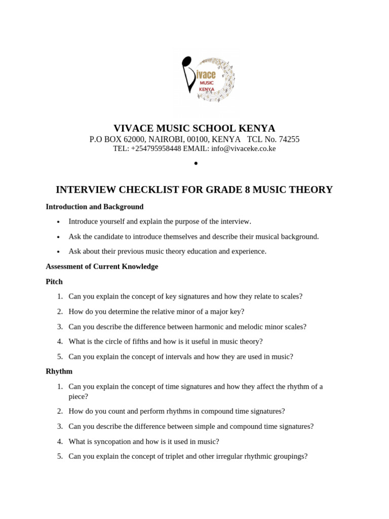 Grade 8 Music Theory Interview Guide | PDF | Chord (Music) | Harmony
