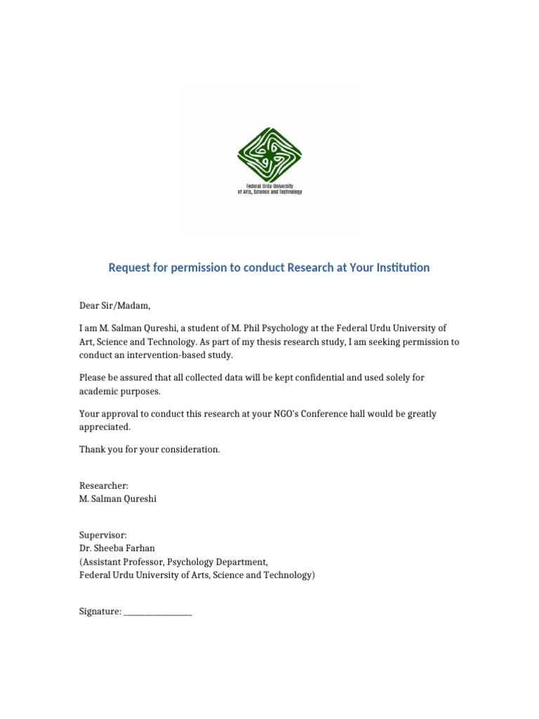 Research Permission Request Letter | PDF
