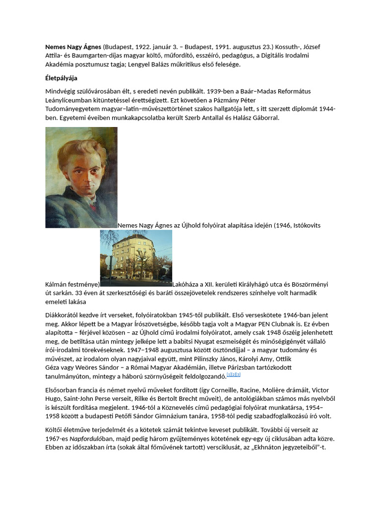 Nemes Nagy Ágnes | PDF