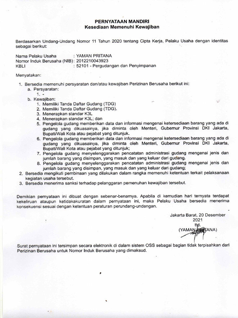 Perizinan Kewajiban Tanda Gudang | PDF