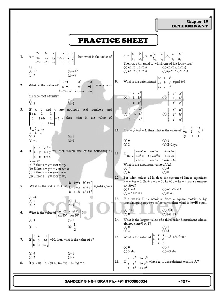 Determinant Practice Questions and Solutions | PDF | Chess | Chess Theory