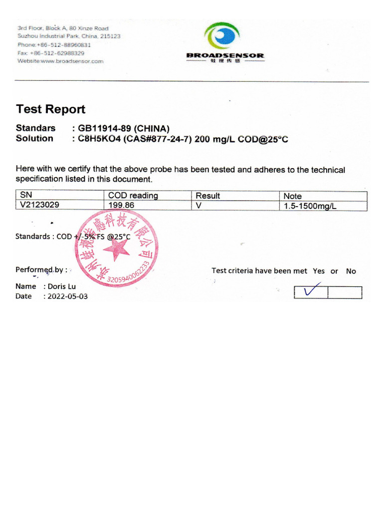 02.test Report Pabrikan BIM Palembang | PDF