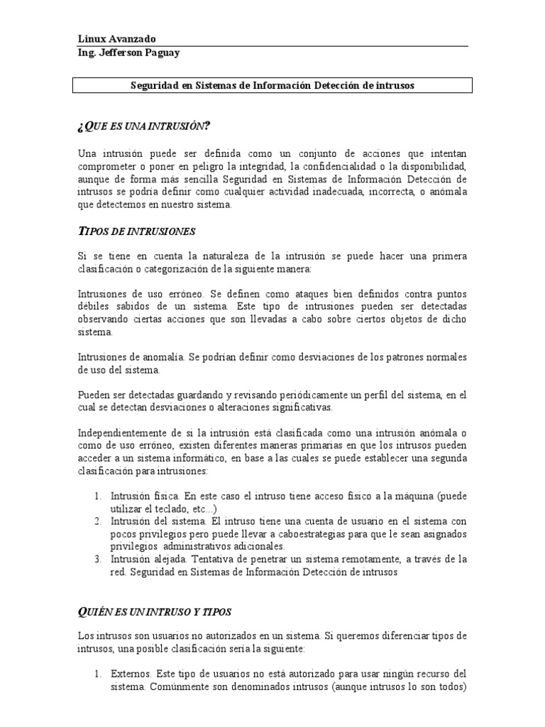 Detección de Intrusos Linux | PDF | Archivo de computadora | Sistema ...
