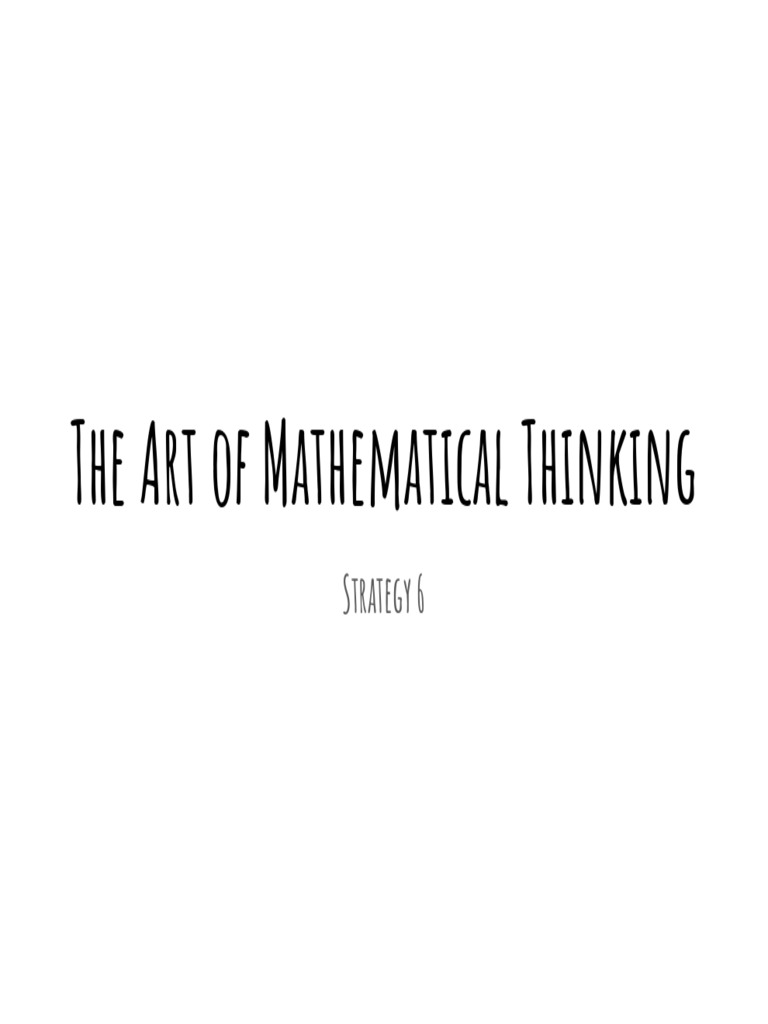 Strategies for Mathematical Thinking | PDF