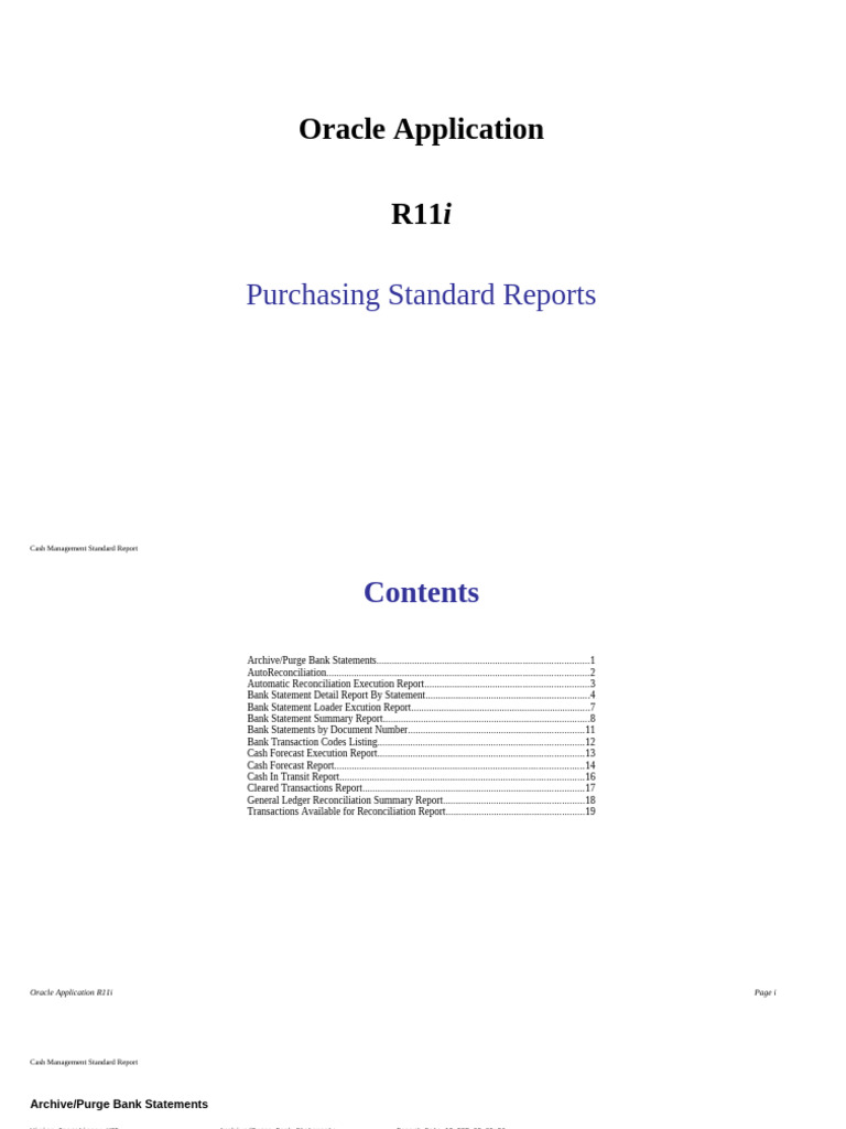 Oracle R11i Cash Management Reports | PDF | Receipt | Banks