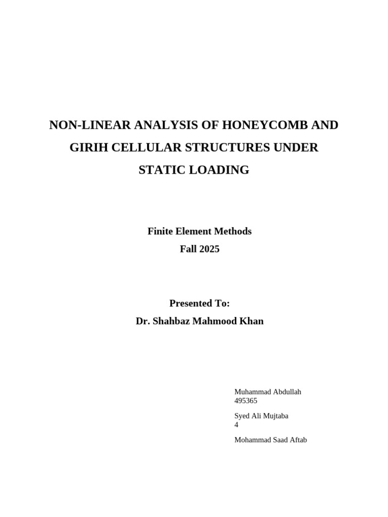 Nonlinear FEA of Honeycomb vs Girih Structures | PDF | Deformation ...