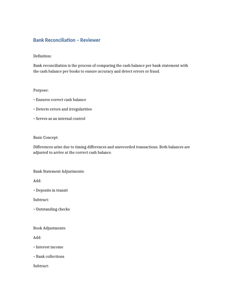 Bank Reconciliation Process Explained | PDF