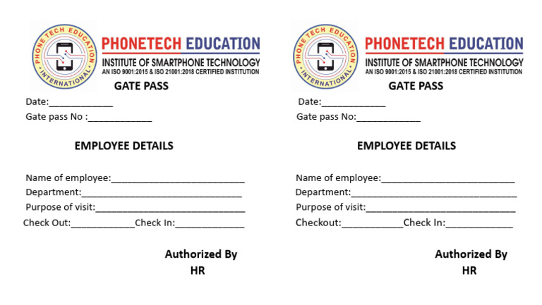 Employee Gate Pass Template | PDF