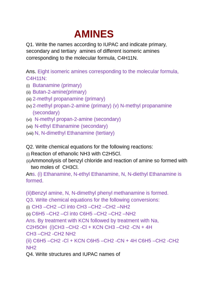 IUPAC Naming and Reactions of Amines | PDF | Amine | Organic Chemistry