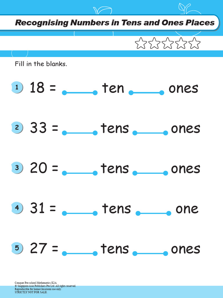 Pre-school Math: Tens and Ones Practice | PDF