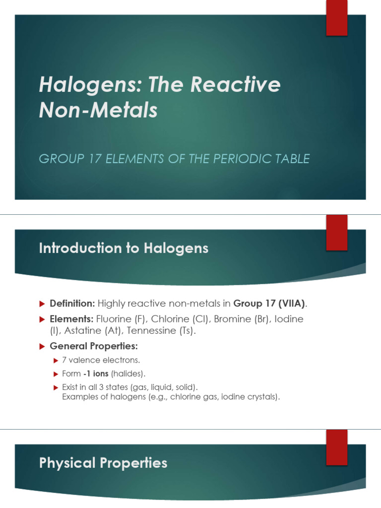 Halogens: Properties and Uses Explained | PDF