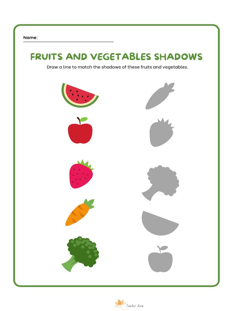 Fruits and Vegetables Shadow Matching | PDF