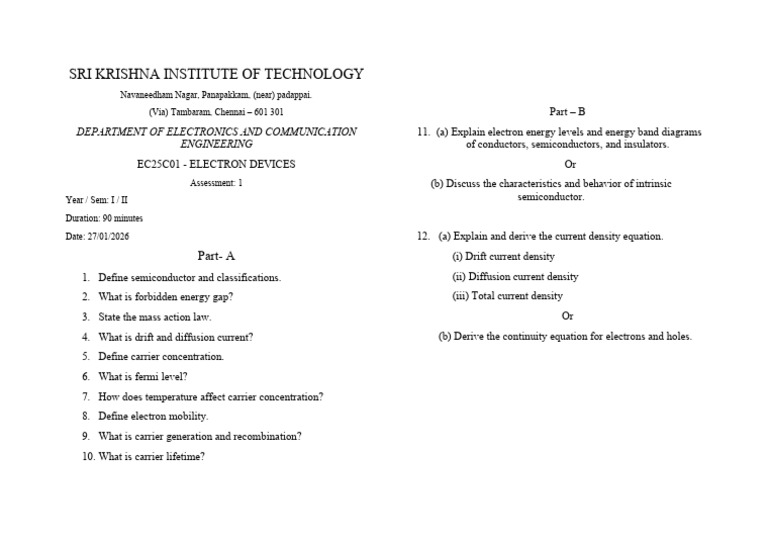 Electronics Assessment: Electron Devices | PDF