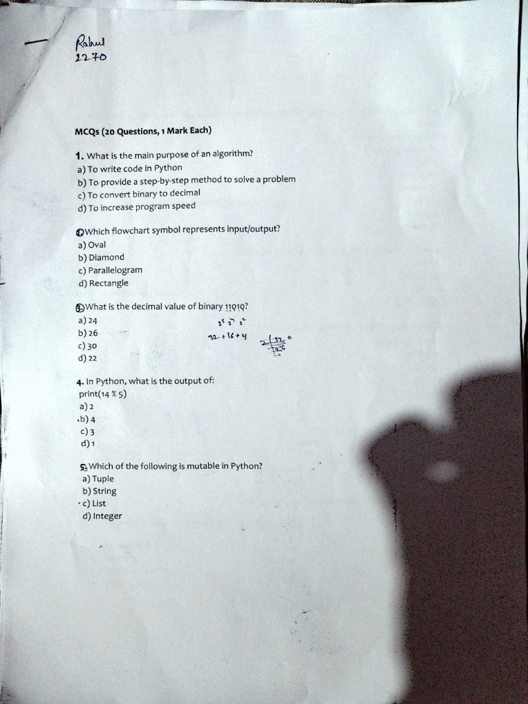 Major Exam Paper Ai & Ds 2025 Cohort II | PDF