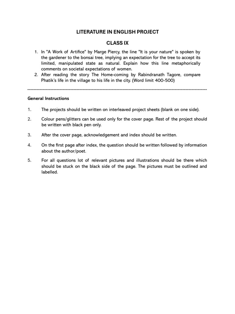 English Literature Project Guidelines IX | PDF
