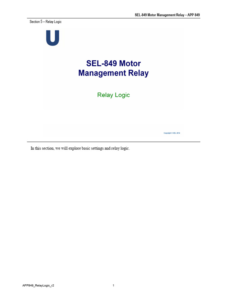 SEL-849 Relay Logic Overview | PDF | Relay | Boolean Algebra