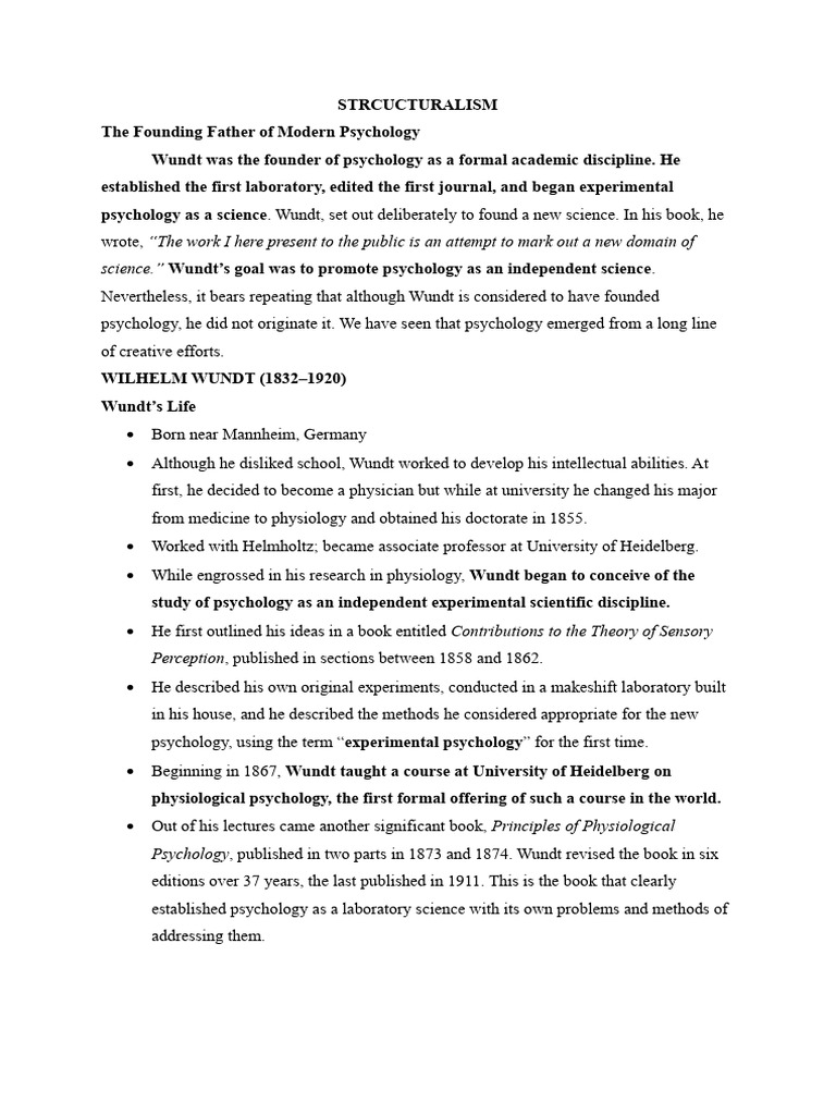 Wundt: Father of Experimental Psychology | PDF | Experience | Psychology