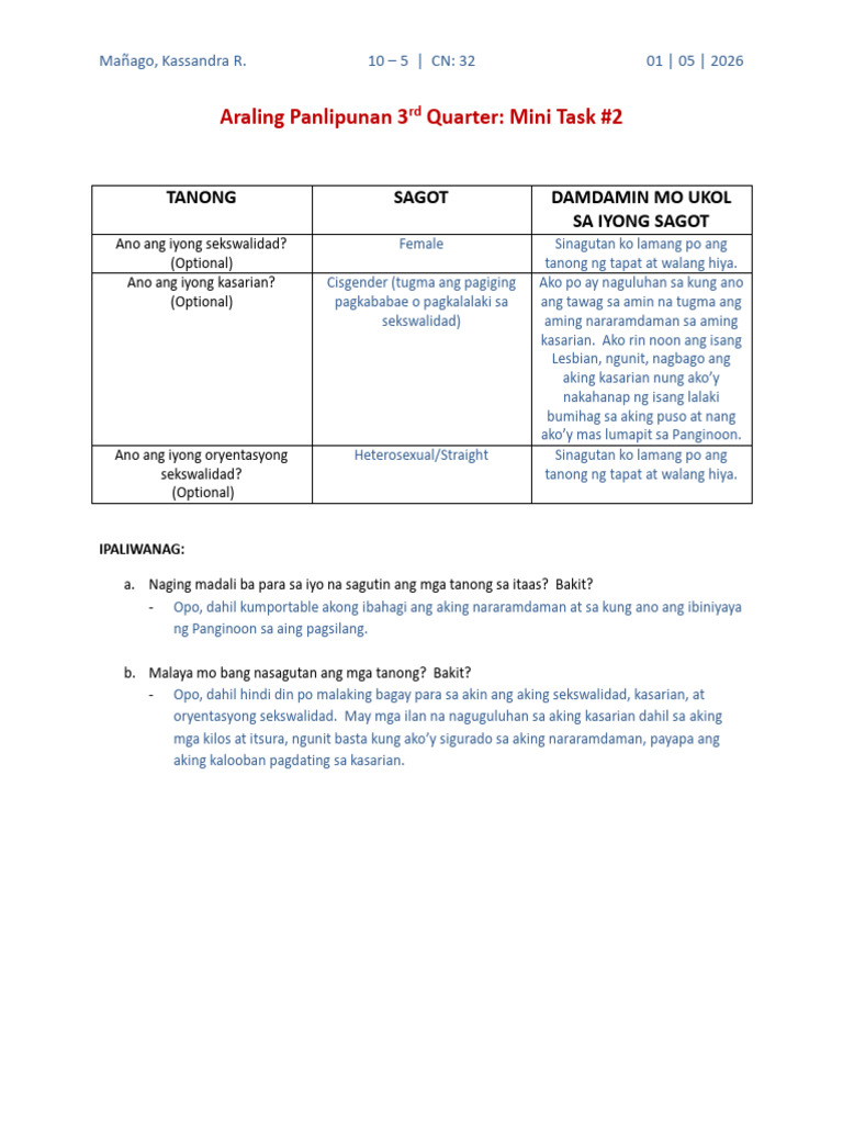 Mini Task 2-3rd Grading | PDF