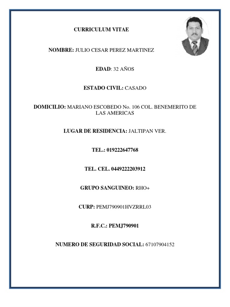 Curriculum Vitaejulio Cesar Perez | PDF