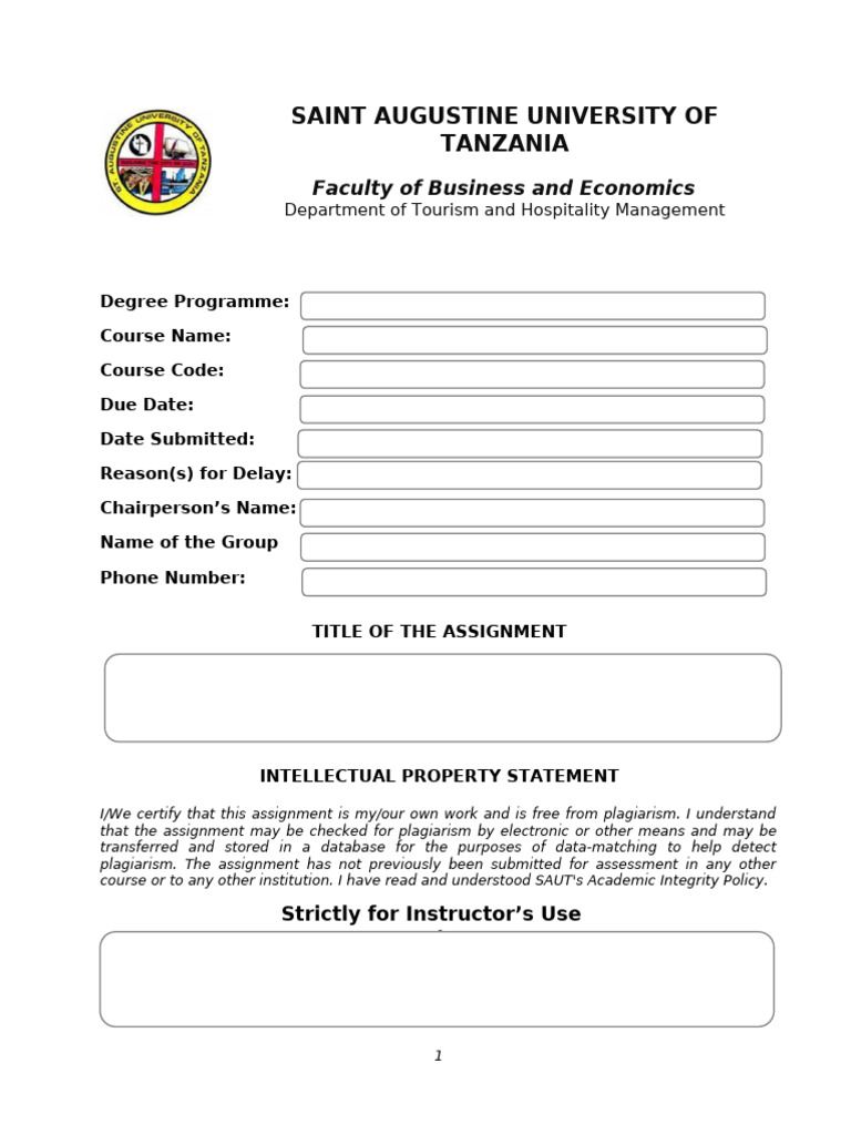 Assignment Cover Sheet Template | PDF