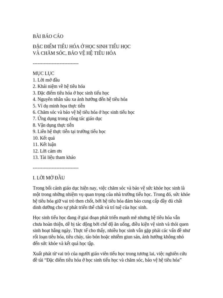 Bao Cao Day Du He Tieu Hoa Tieu Hoc-1 | PDF