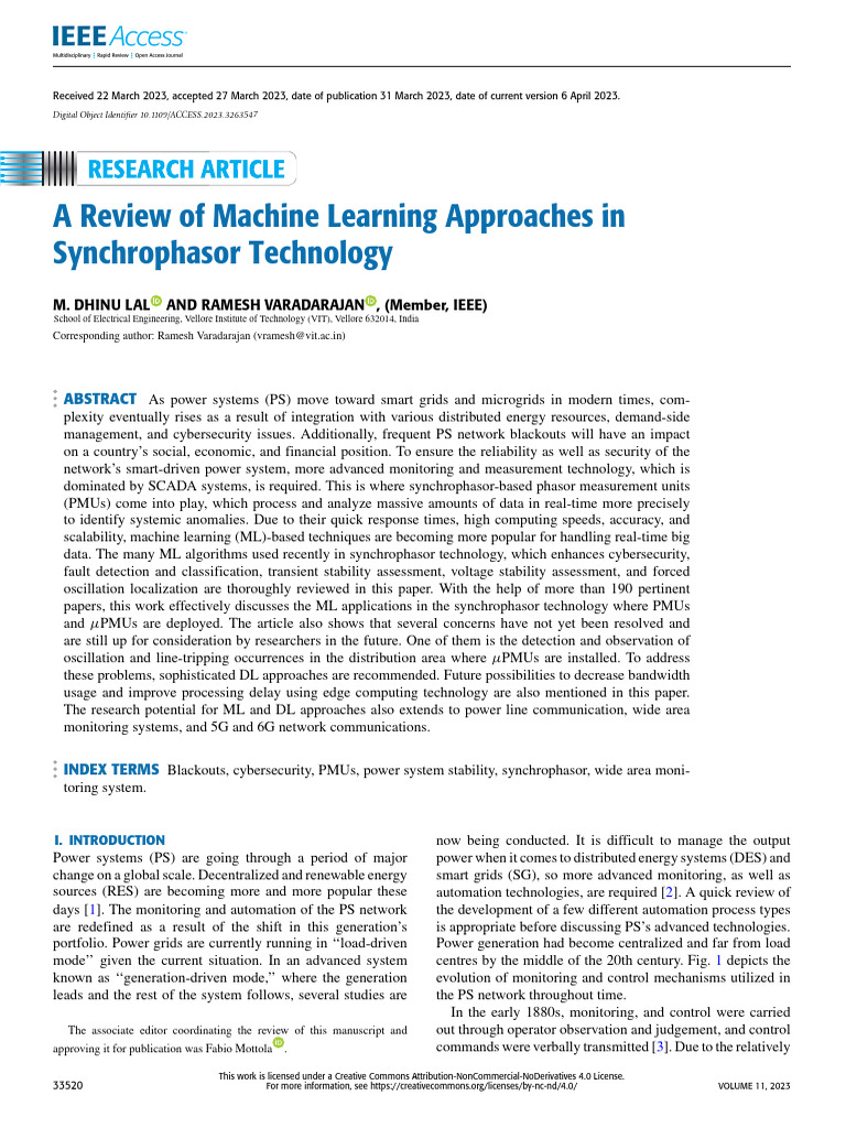 Machine Learning in Synchrophasor Tech | PDF | Machine Learning ...