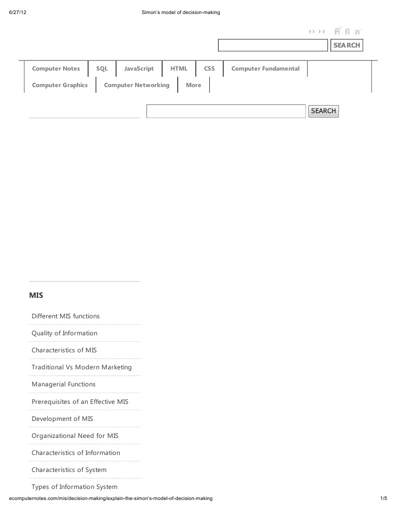 Simon's Model of Decision-Making | PDF | Management Information System ...
