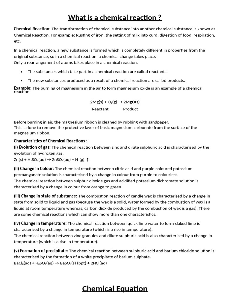 Chemical Reaction and Its Types | PDF | Chemical Reactions | Redox