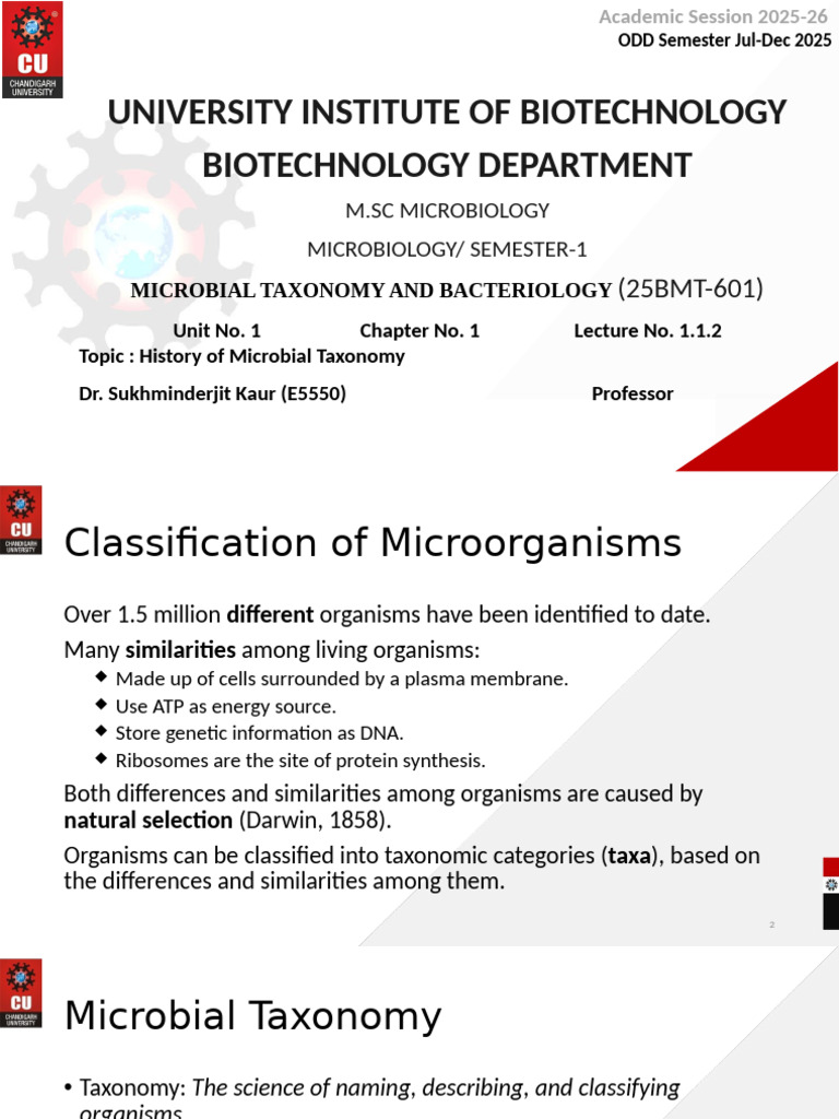 1.3 Lecture 1, Microbial Taxonomy History | PDF | Bacteria | Archaea