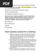 Effective Opening Remarks for Meetings | PDF