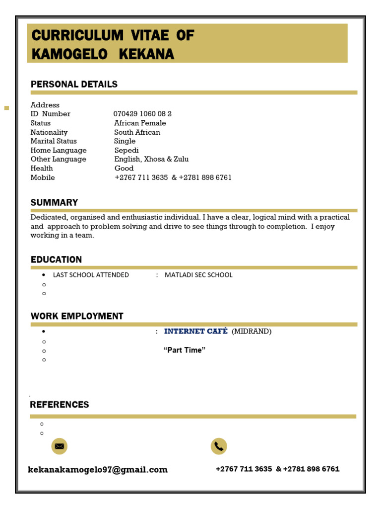 New Cv for Kekana Kamogelo | PDF