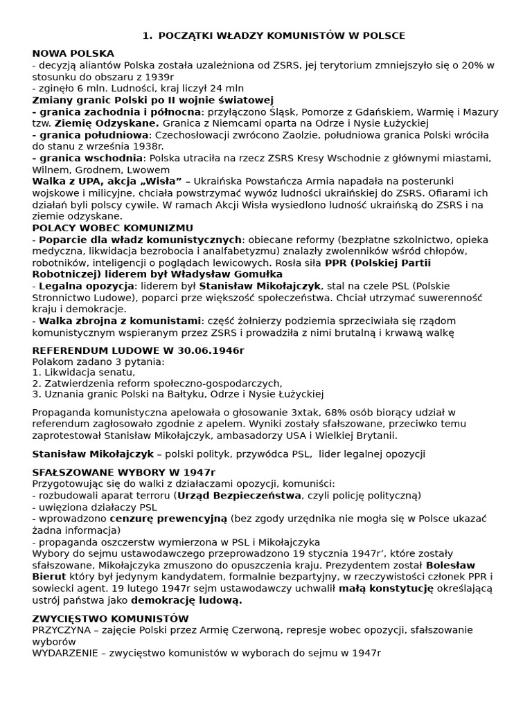 IV Polska Po II Wojnie Światowej | PDF