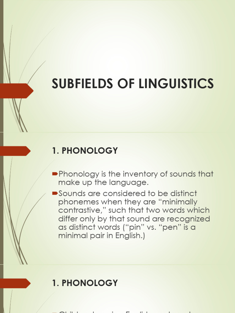 Subfields of Linguistics Explained | PDF | Word | English Language