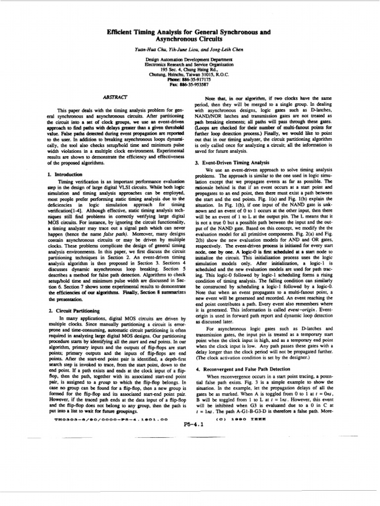 Analysis For: Efficient Timing General Synchronous and Asynchronous | PDF | Electronic Circuits ...