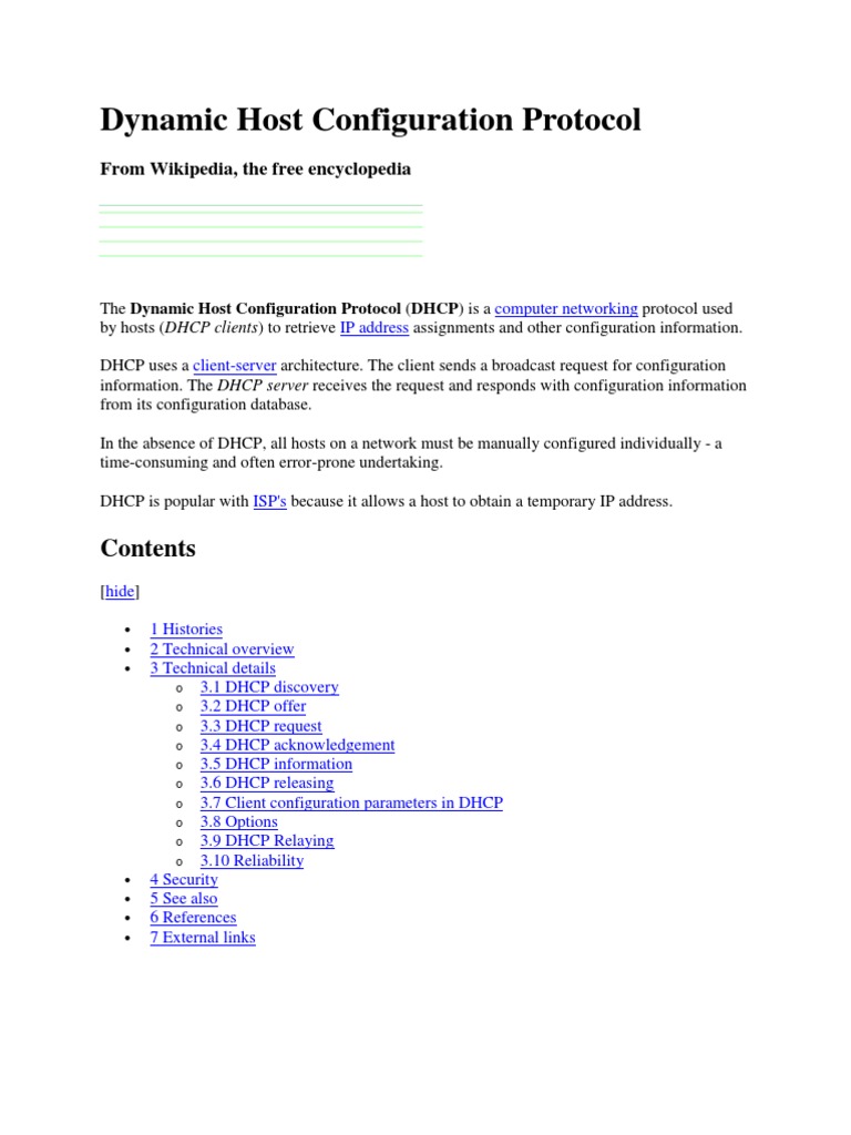 Dynamic Host Configuration Protocol Pdf Ip Address Computer