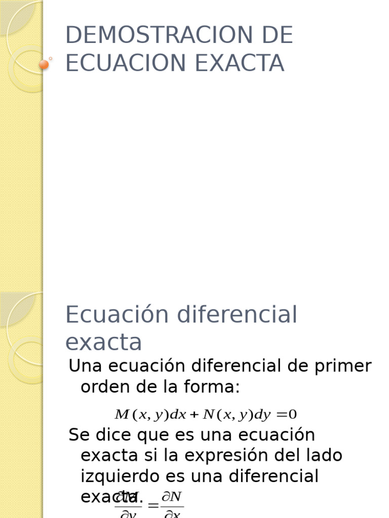 Demostracion de Ecuacion Exacta | PDF