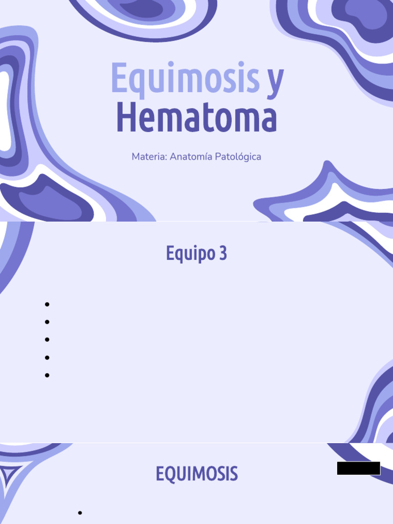 Equimosis y Hematoma | PDF | Enfermedades y trastornos | Especialidades ...