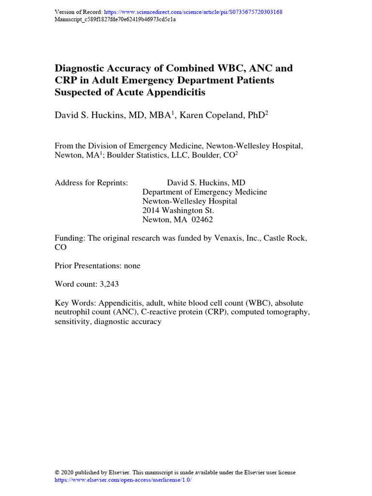 DAVID HUCKINS | PDF | C Reactive Protein | Clinical Medicine