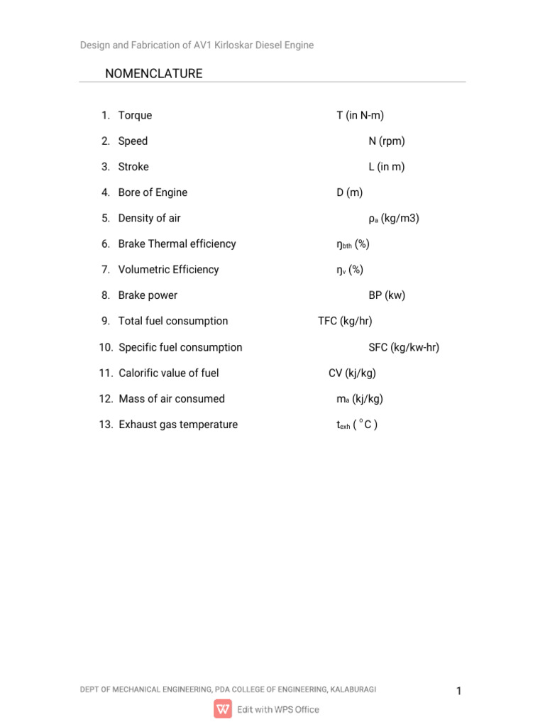Design and Fabrication of AV1 Kirloskar Diesel Engine | PDF