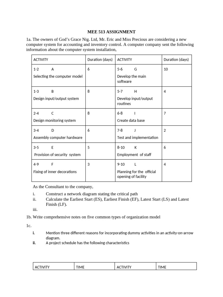 Mee 513 Assignment 2024_2025 Session | PDF | Computing