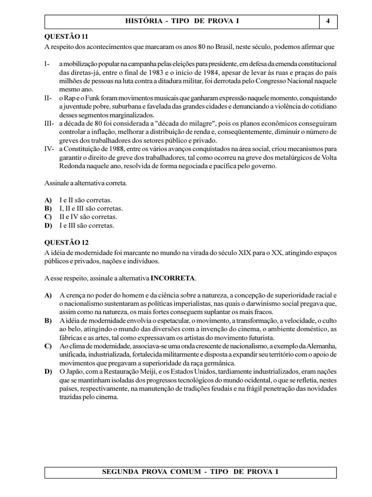 UFU 2000.1 História | PDF | A Grande Depressão | Brasil