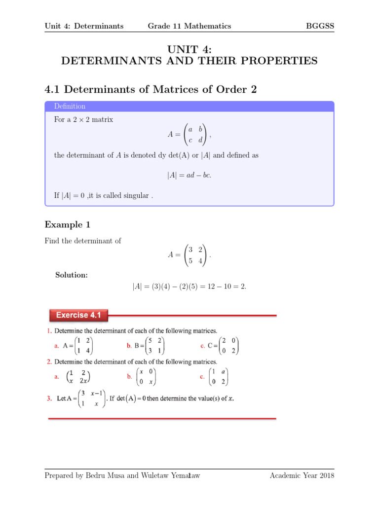 UNIT_4 (1) | PDF | Determinant | Matrix (Mathematics)