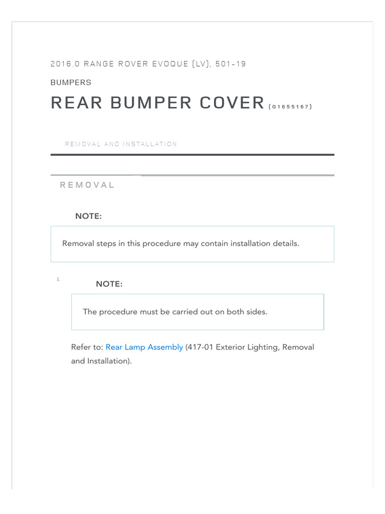 Range Rover Evoque Rear Bumper Guide | PDF