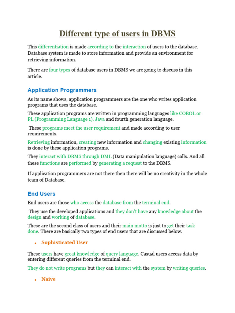 Unit1_L3_types of Users in Dbms | PDF